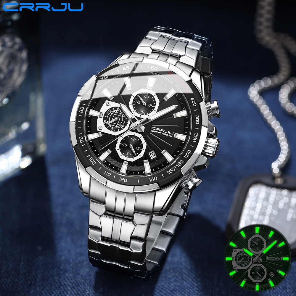 Jual CRRJU Jam Tangan Pria Anti Air Original Multifungsi Bercahaya ...