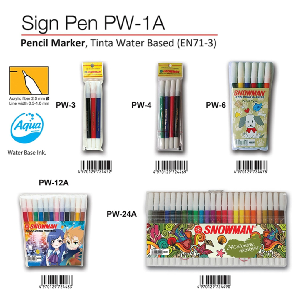 Jual SNOWMAN PW-3A PW-6A PW-12A PW-24A Color Marker Penanda Spidol ...