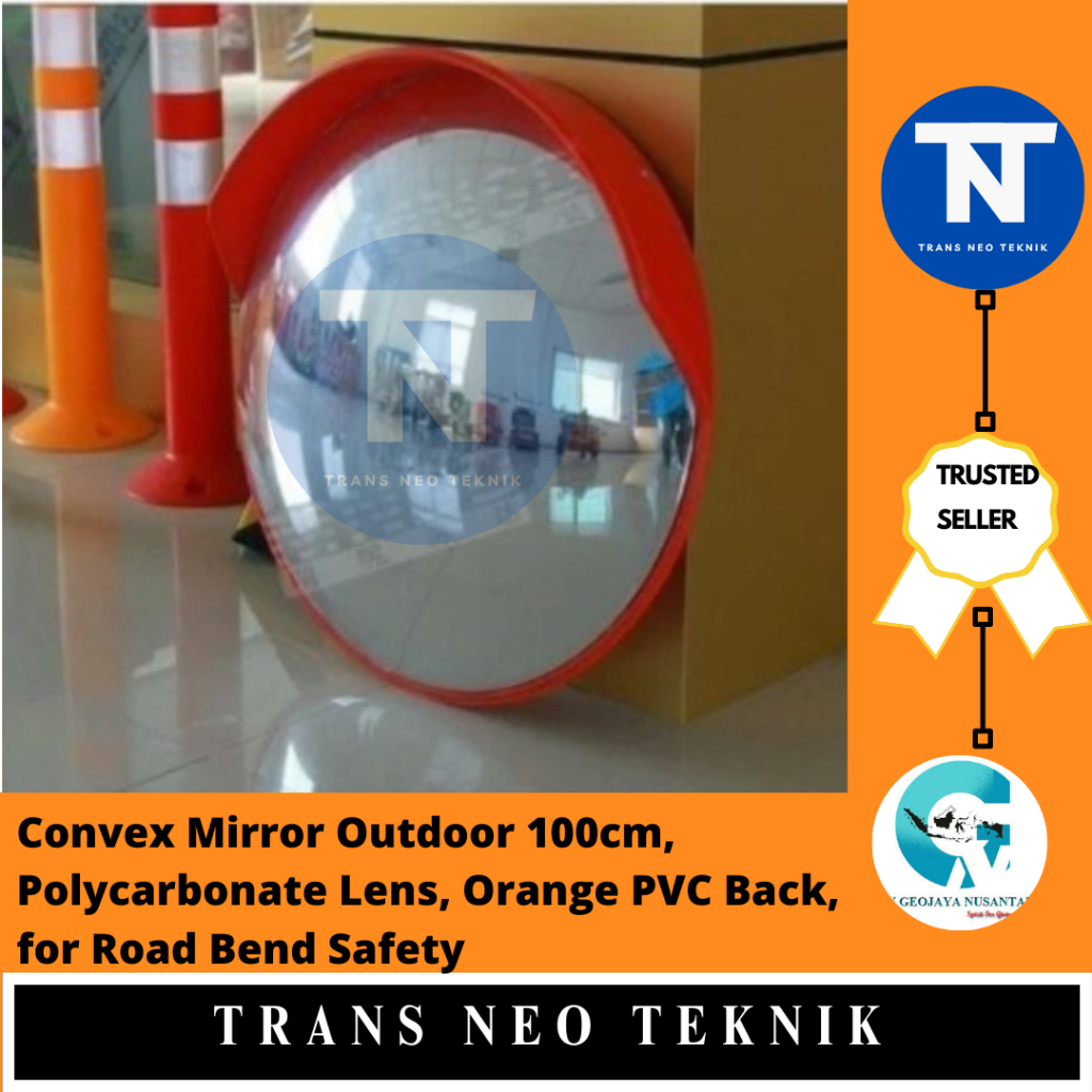 Jual Convex Mirror Outdoor 100cm, Polycarbonate Lens, Orange PVC Back ...