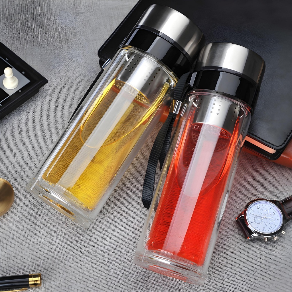 Jual Botol Double Glass Bottle Tea Purifier Infused Water 300ml Botol ...