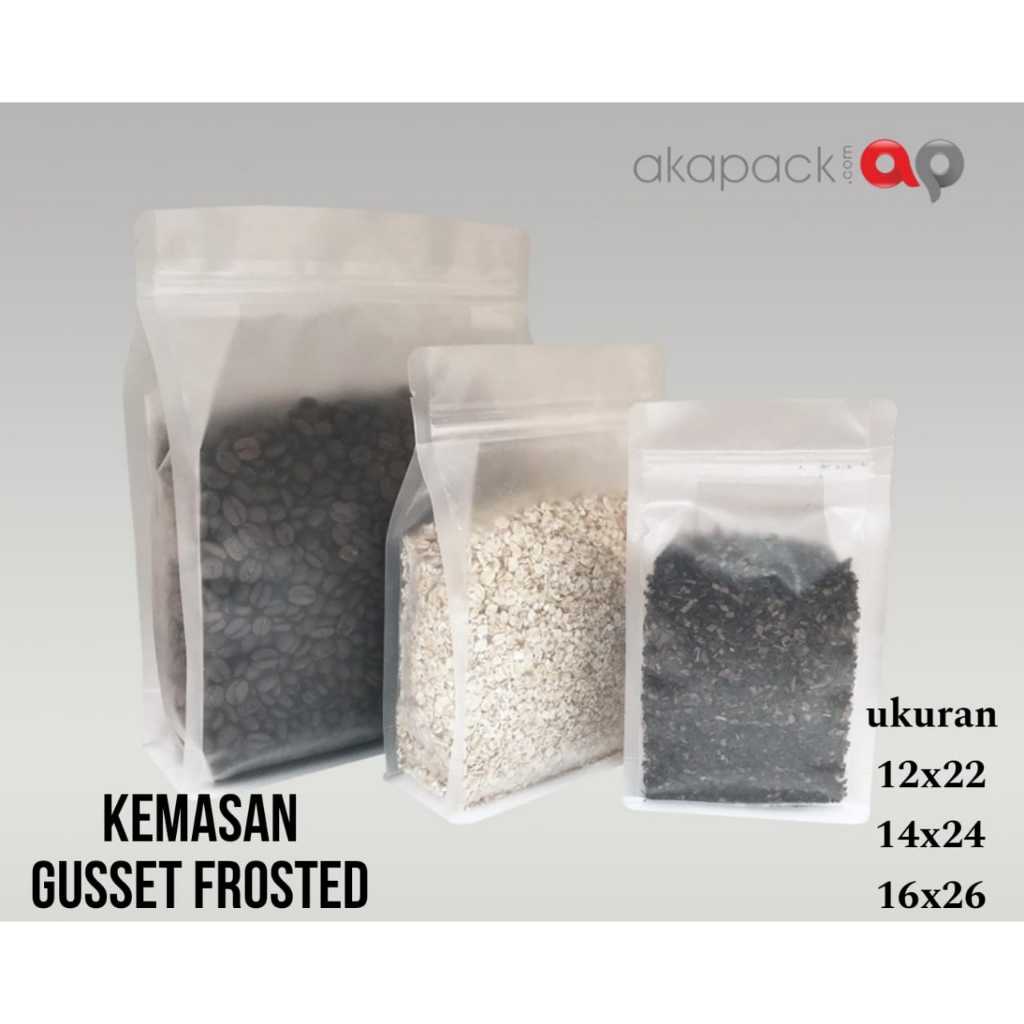 Jual Kemasan Gusset Flat Bottom Frosted ukuran 12x22+6cm / Gusset ...
