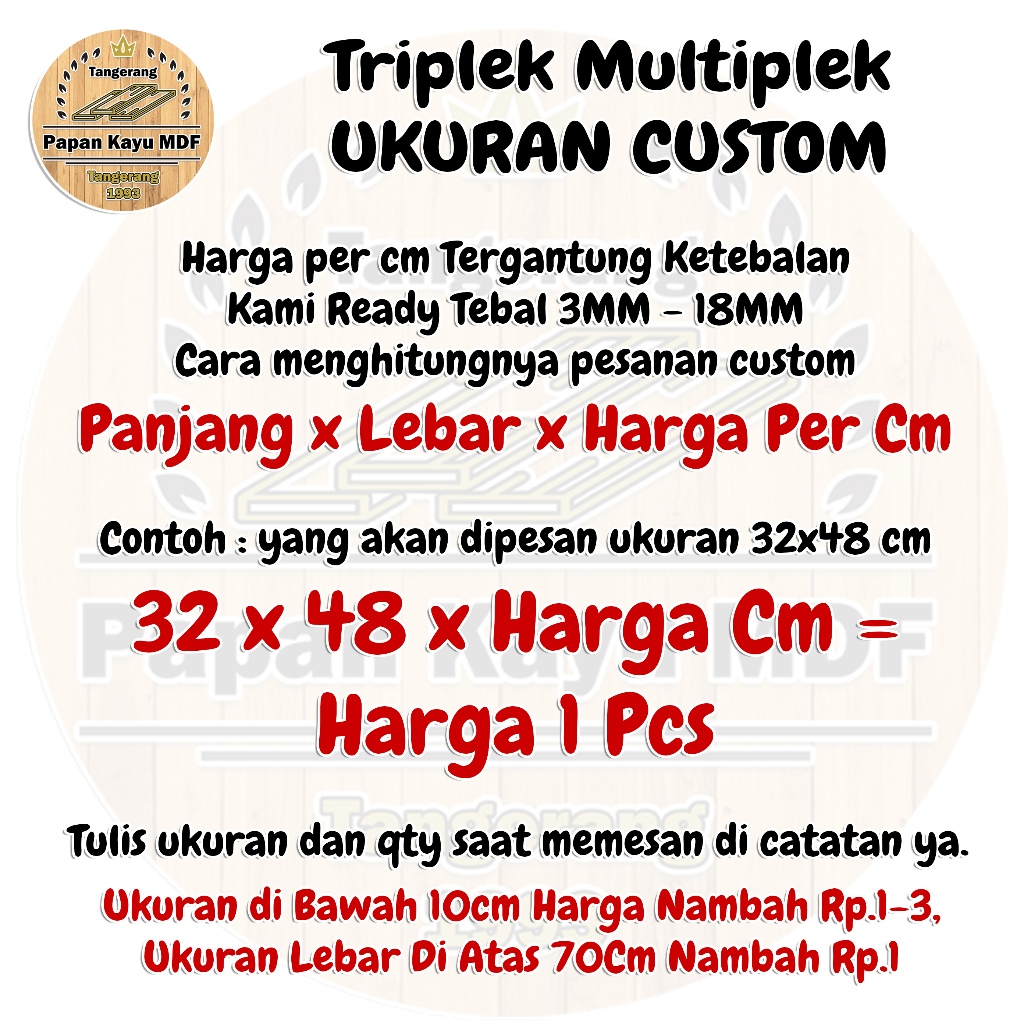 Jual Custom Triplek Multiplek 12MM Ukuran Custom Harga Per Cm Multiplek ...