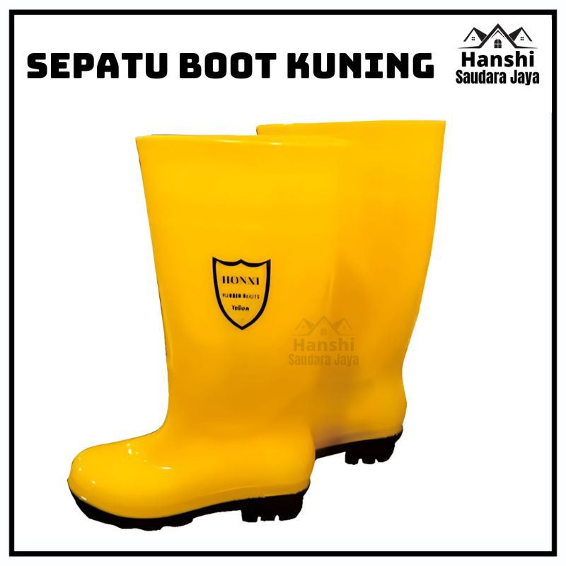 Jual Sepatu Boot Tinggi Honxi Kuning / Safety Boots Karet Lentur Ringan ...