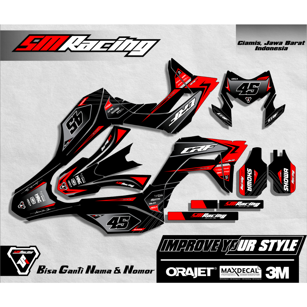 Jual Decal Stiker CRF 150 L Full Body Warna Merah Hitam | Shopee Indonesia