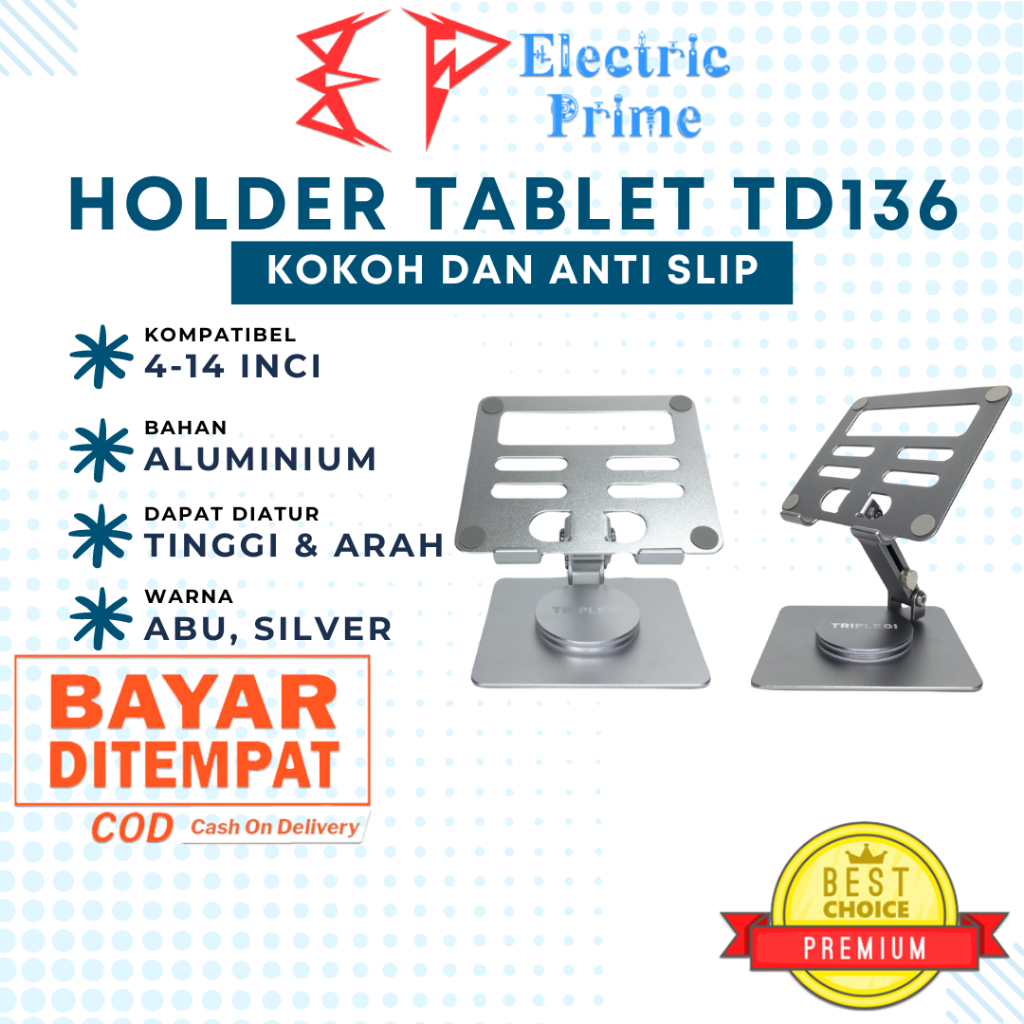 Jual Stand iPad Holder Tablet Aluminium TRIPLEDI TD136 Dudukan Tab ...