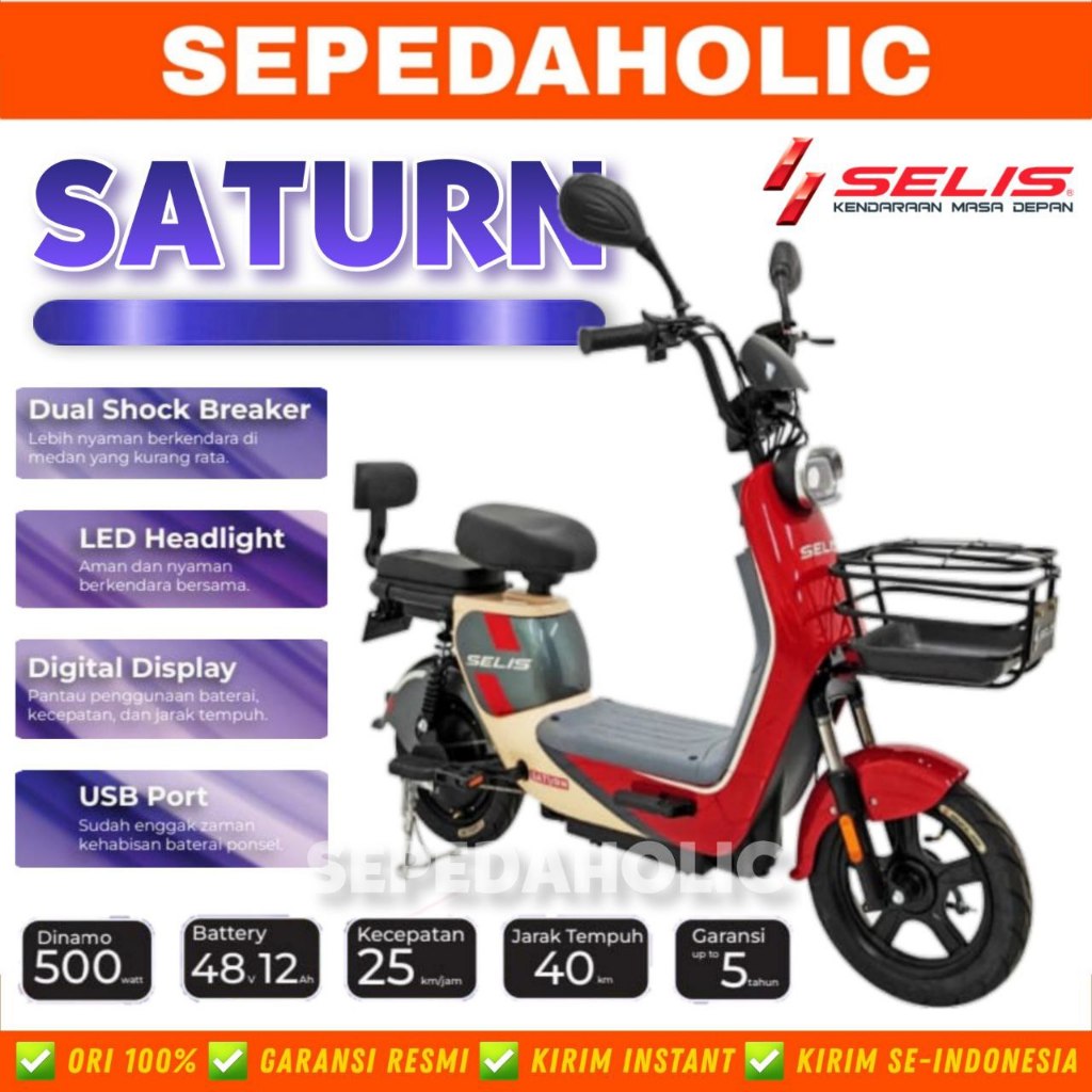 Jual Sepeda Listrik SELIS SATURN 500 Watt 12 AH Electric Bike | Shopee ...
