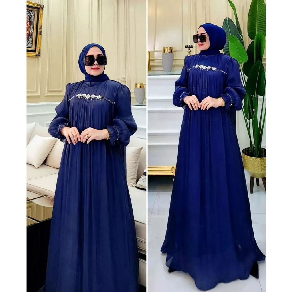 Jual Humaira Shimer Dress Payet Mutiara | Gamis Shimer Silk Premiun ...