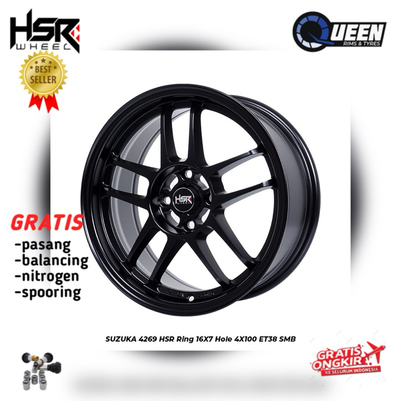 Jual VELG RACING R16 HSR SUZUKA untuk mobil brio, jazz, mobilio, city, agya, ayla, sigra, calya ...