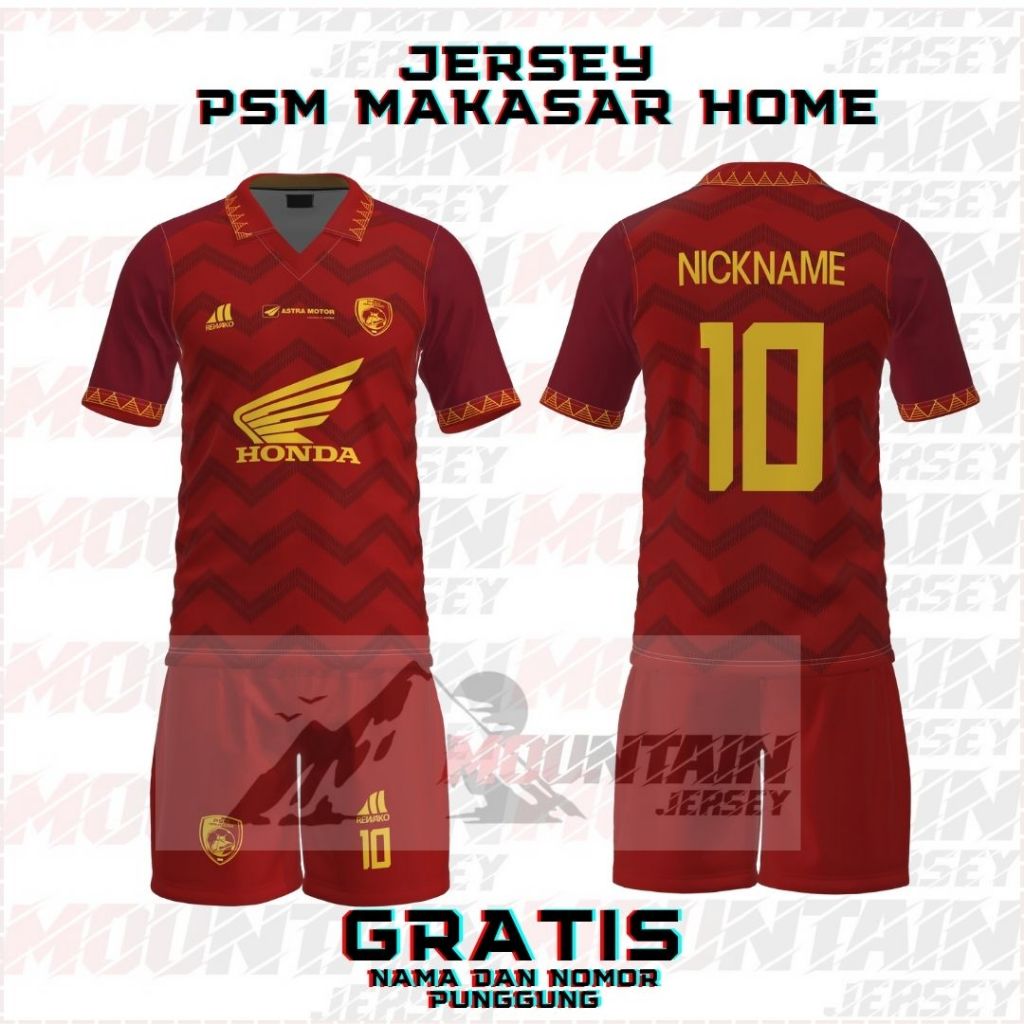 Jual JERSEY PSM MAKASAR HOME 2023-2024 FULL PRINTING GRATIS NAMA DAN NO ...
