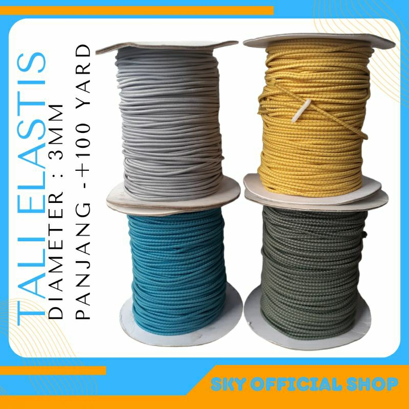 Jual Tali Elastis Frame Tenda String Diameter 3mm Per Roll 100 yard ...
