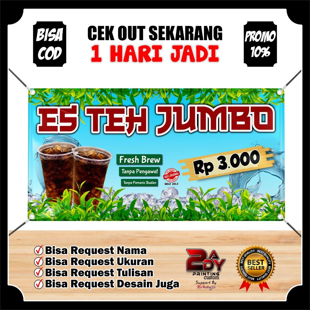 Jual SPANDUK BANNER Minuman Es Teh Manis Lemon Tea Teh Jumbo Bisa ...