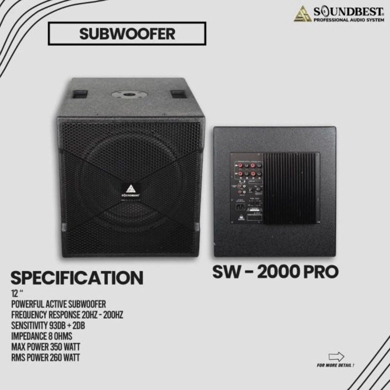 Jual Subwoofer Aktif Soundbest SW 2000 Pro Original 12 inch Active Sub ...