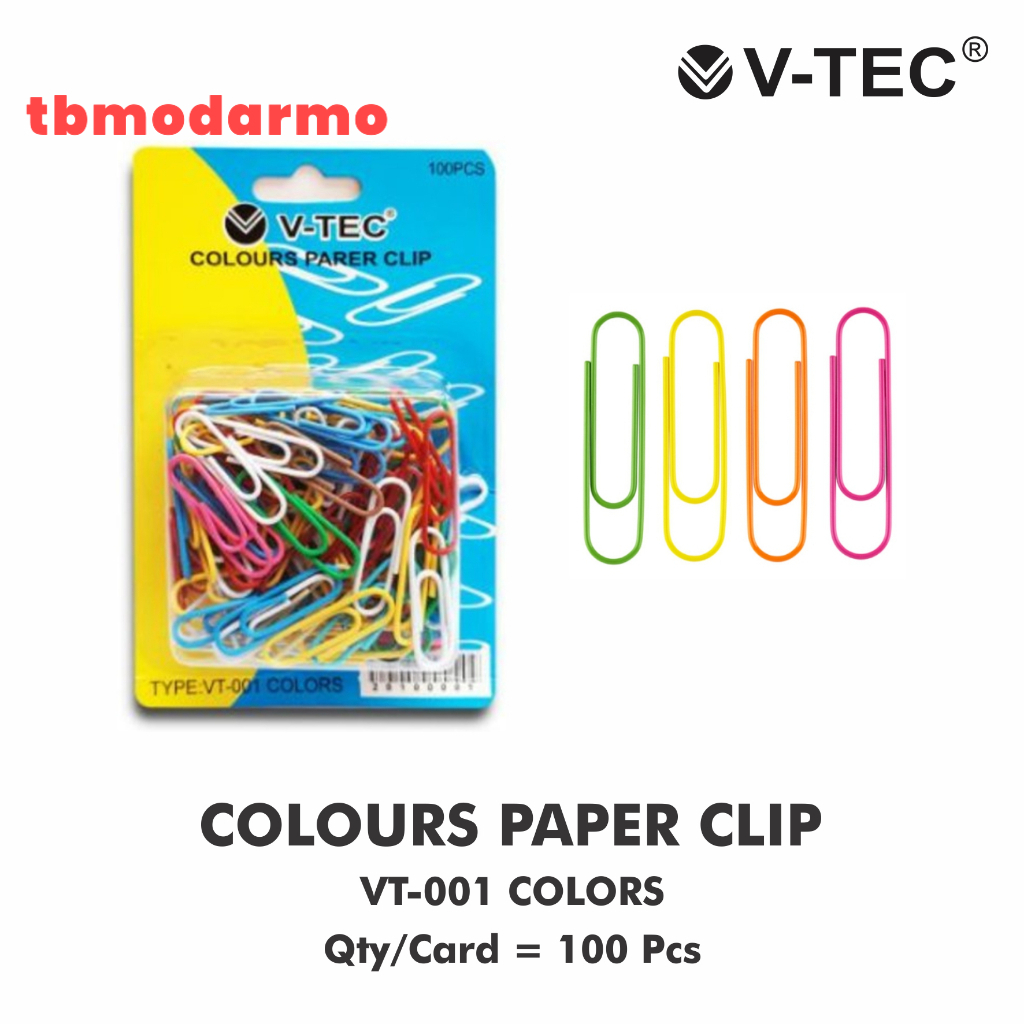 Jual TBMO V-TEC PAPER CLIP VINYL VT-001 KECIL WARNA | Shopee Indonesia