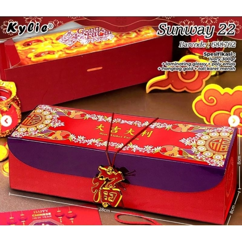 Jual Red Box CNY Box Imlek 25x8 x8cm Box Imlek Roll Cake Box Brownies ...