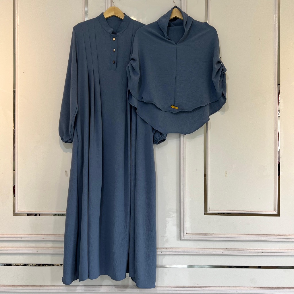 Jual Raquella Dress | Gamis Jumbo Set Hijab LD 130cm Crinkle Airflow ...