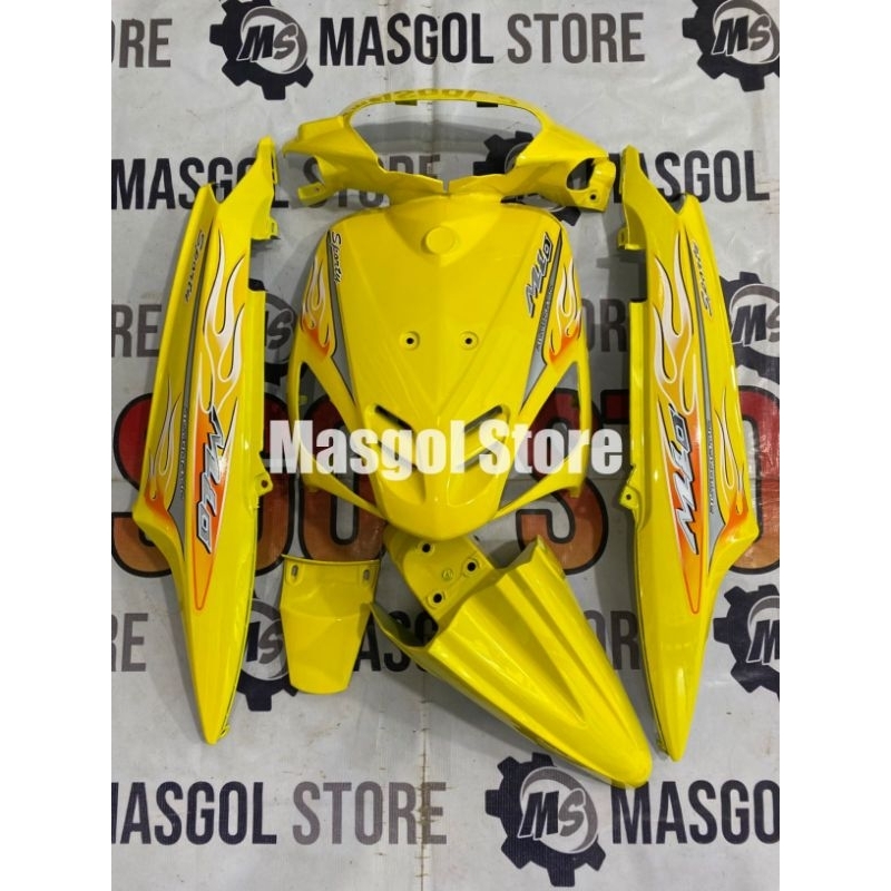 Jual Cover Full body halus Yamaha Mio Sporty Kuning Striping Api ...