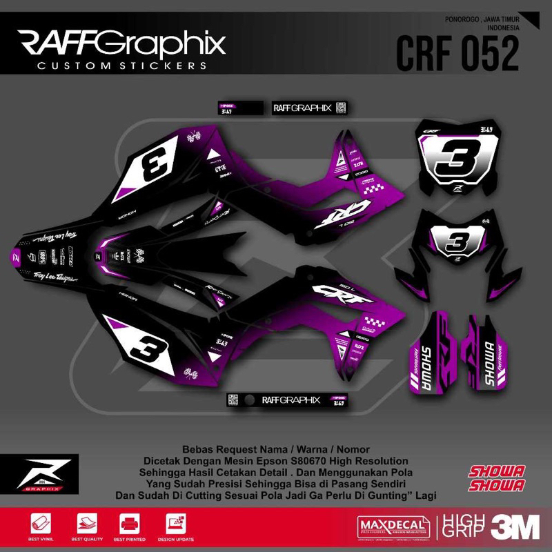 Jual decal sticker crf 150l- decal crf terbaru- sticker crf warna ungu ...