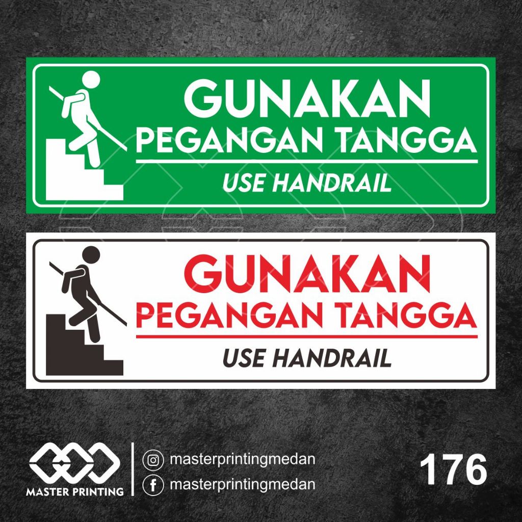 Jual 176 - Stiker Gunakan Pegangan Tangga, Use Handrail, Sticker Vinyl ...