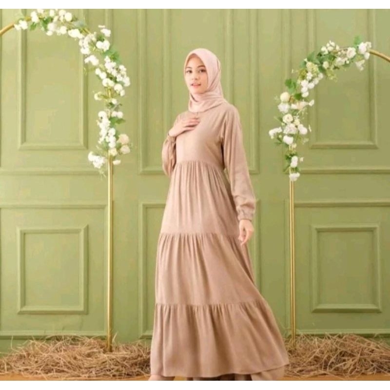 Jual Promo/Gamis Rempel Tiga Susun Terlaris 2024/Gamis Canda Rempel ...