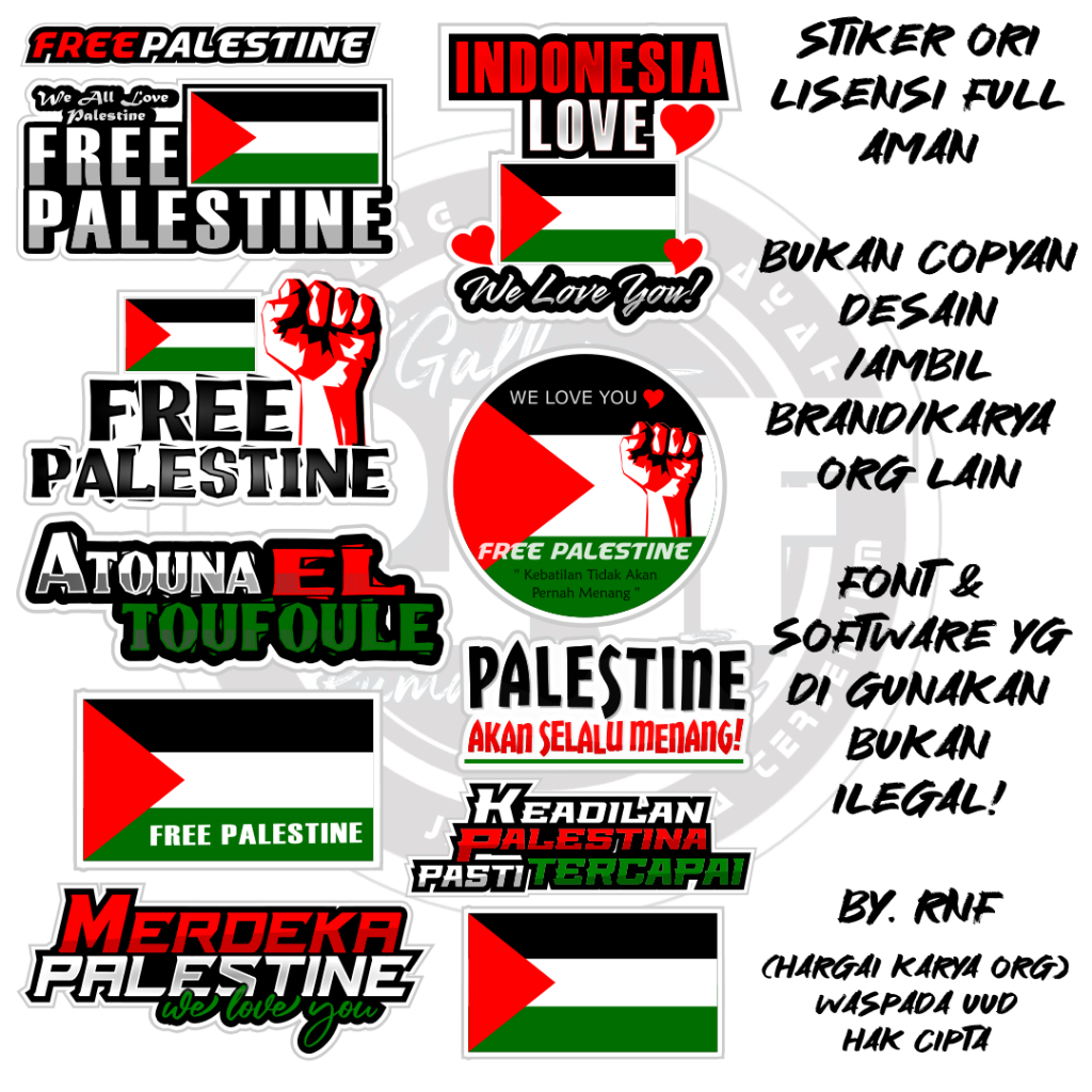 Jual Stiker Free Palestine Anti Air Bahan Vinyl Satu Pack Murah ...