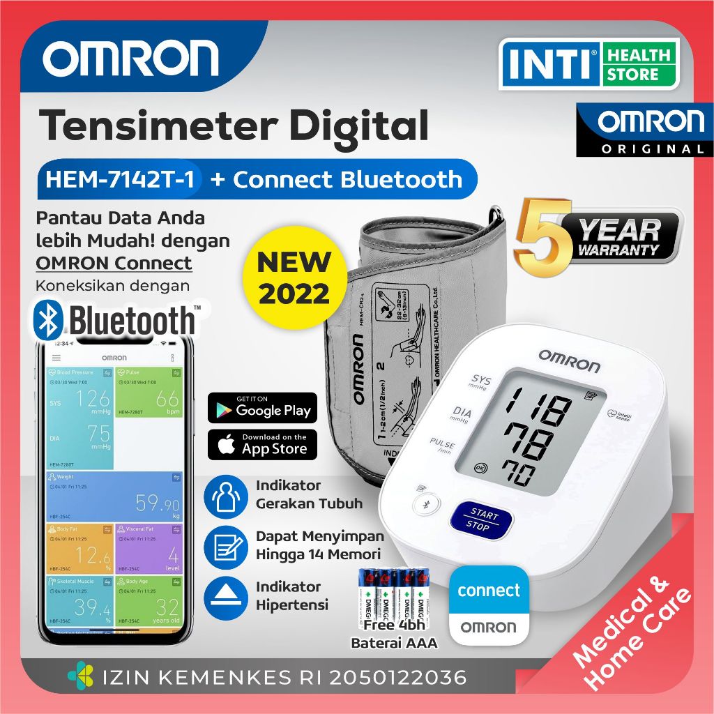 Jual Omron | Tensimeter Digital HEM-7142T | Tensi Digital Omron 7142 ...