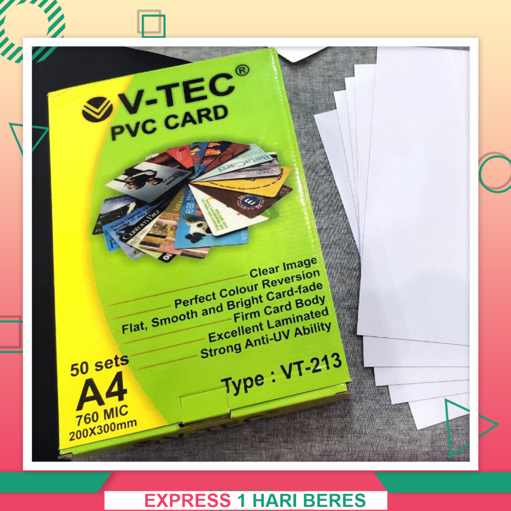 Jual KERTAS PVC ID CARD / BAHAN ID CARD V-TECH 200mm x 300mm/50Sets DYE ...