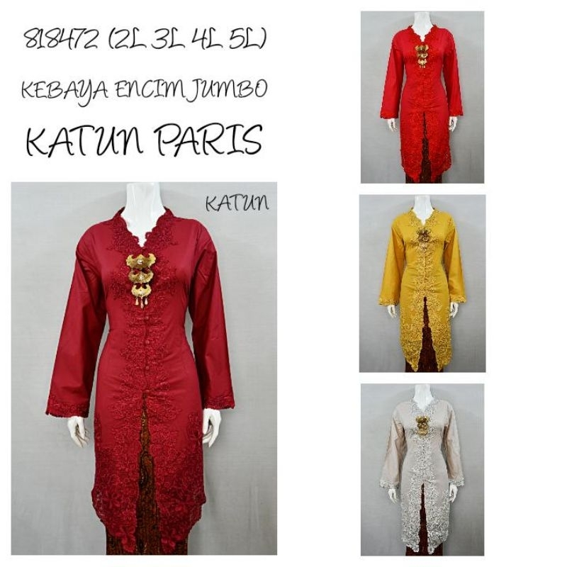 Jual Indah KEBAYA JUMBO ENCIM TUNIK LENGAN PANJANG BORDIR SENADA KATUN ...