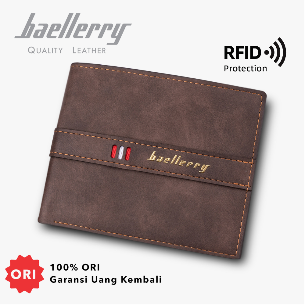 Jual BAELLERRY D3033 Dompet Pria RFID Protect Bahan Kulit PU Leather ...