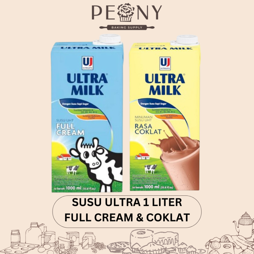 Jual ULTRA SUSU UHT FULL CREAM (PUTIH) / COKLAT 1 LITER / 1000 ML ...