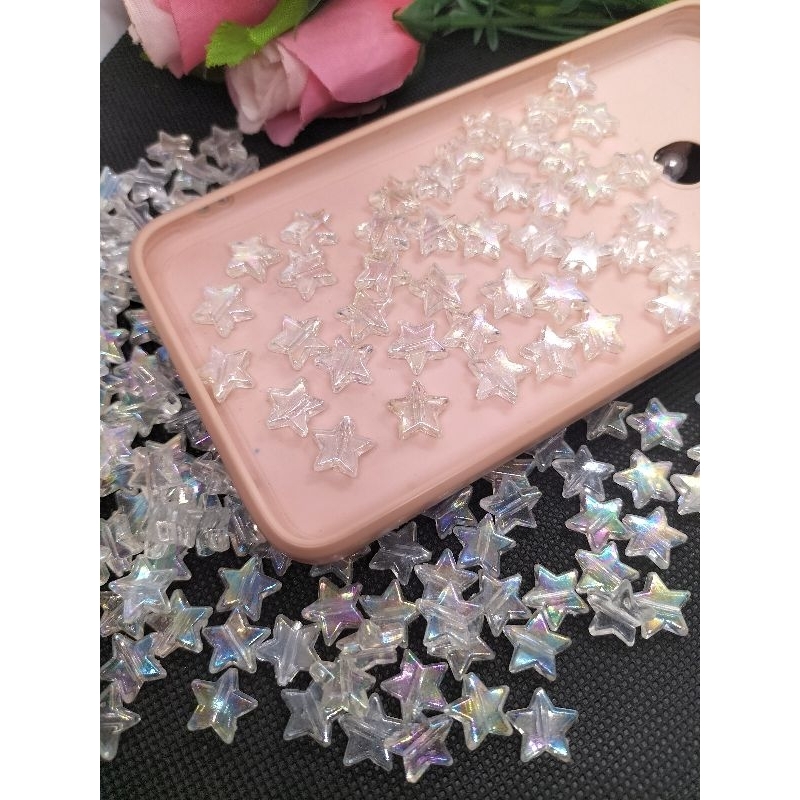 Jual (30 gram) Manik Bintang putih Bening transparan / Mote manik serok ...