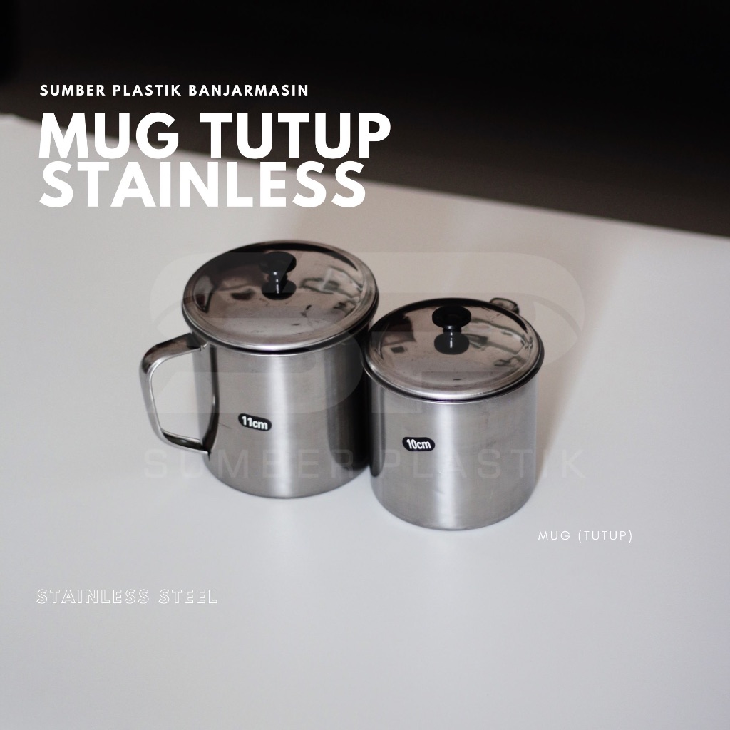 Jual Mug Tutup 10 11 12 cm Stainless Steel Cangkir Gelas Kopi Teh ...