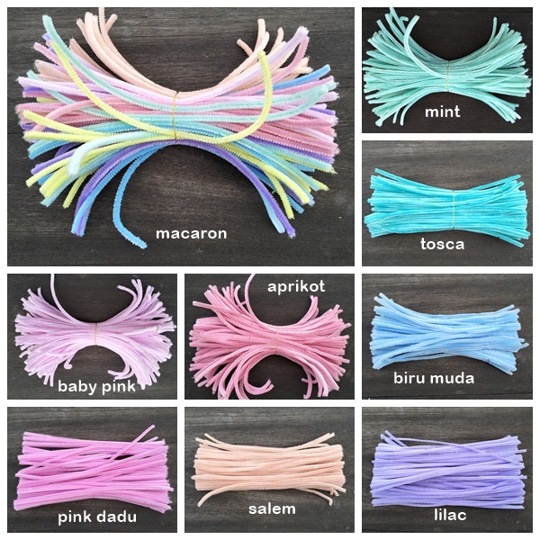 Jual GKRJ-13 : Kawat Bulu Mercy / Pipe Cleaner Beludru Pastel (per pak ...