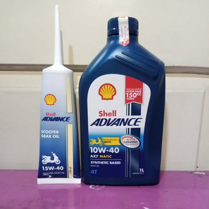 Jual OLI SHELL ADVANCE MATIC AX7 10W-40 1L + OLI GARDAN SHELL 15W-40 ...