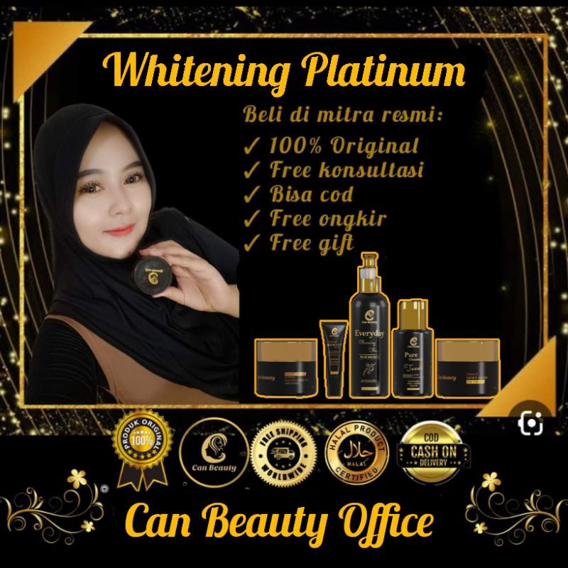 Jual (FREE GIFT) CAN BEAUTY Skincare bpom, whitening platinum package ...