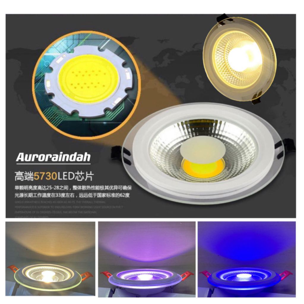 Jual LAMPU DOWNLIGHT LED COB KACA 3WARNA 9W+9W/12W+12W/15W+15WATT ...