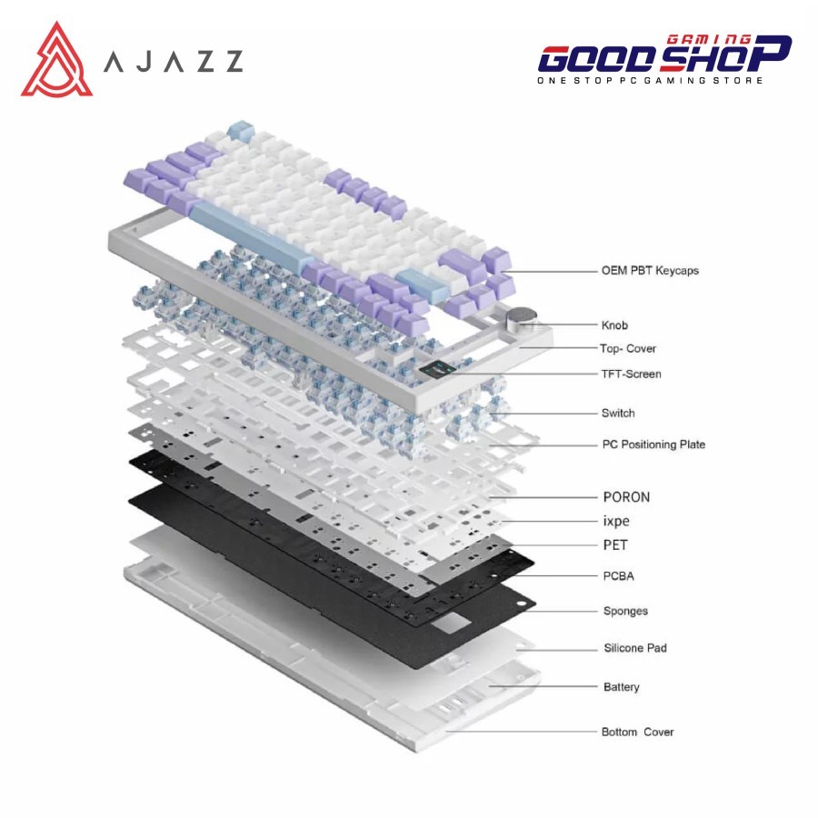 Jual Ajazz AK820 GTS Pro 75% Tri-mode Connection - Mechanical Keyboard | Shopee Indonesia