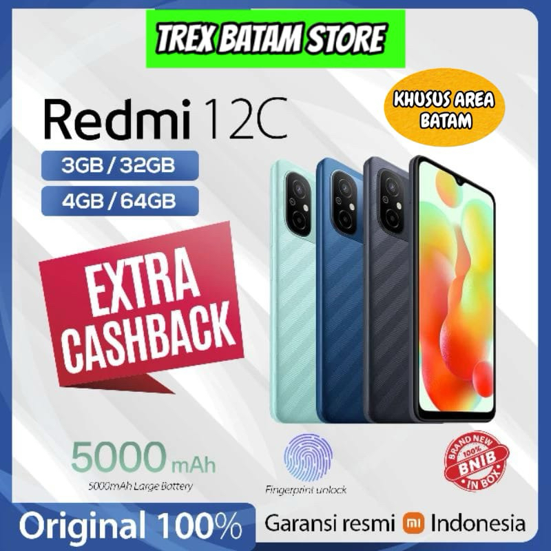 Jual REDMI 12C 2023 NEW 3/32 4/64 4/128GB GARANSI RESMI [ BATAM ...