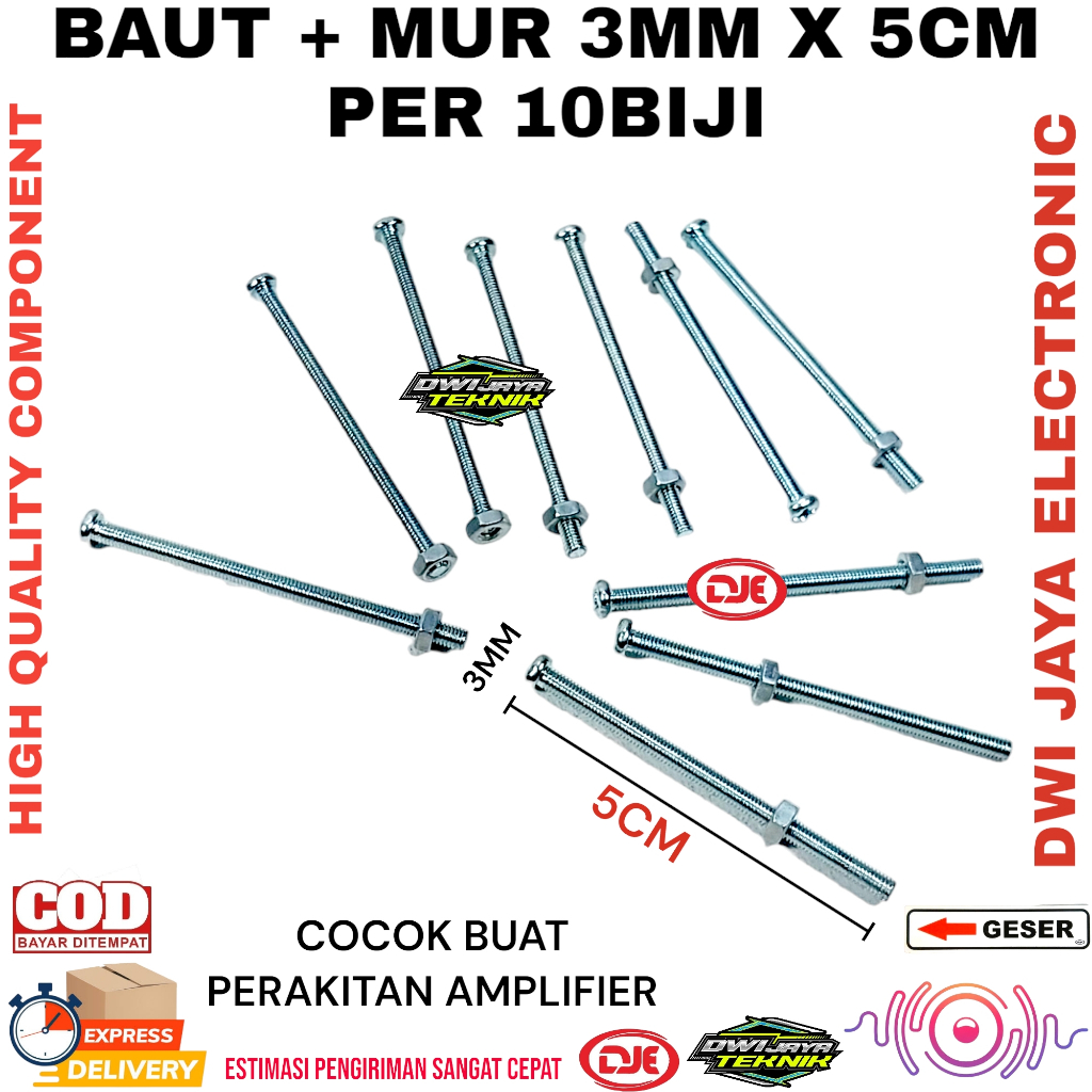 Jual BAUT + MUR 3mm x 5cm per 10 bj. | Shopee Indonesia