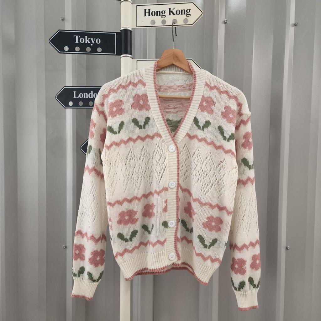 Jual KARDIGAN RAJUT WANITA MOTIF BUNGA - YURA FLOWER CARDY KNITE - OUTHER KOREAN STYLE | Shopee ...