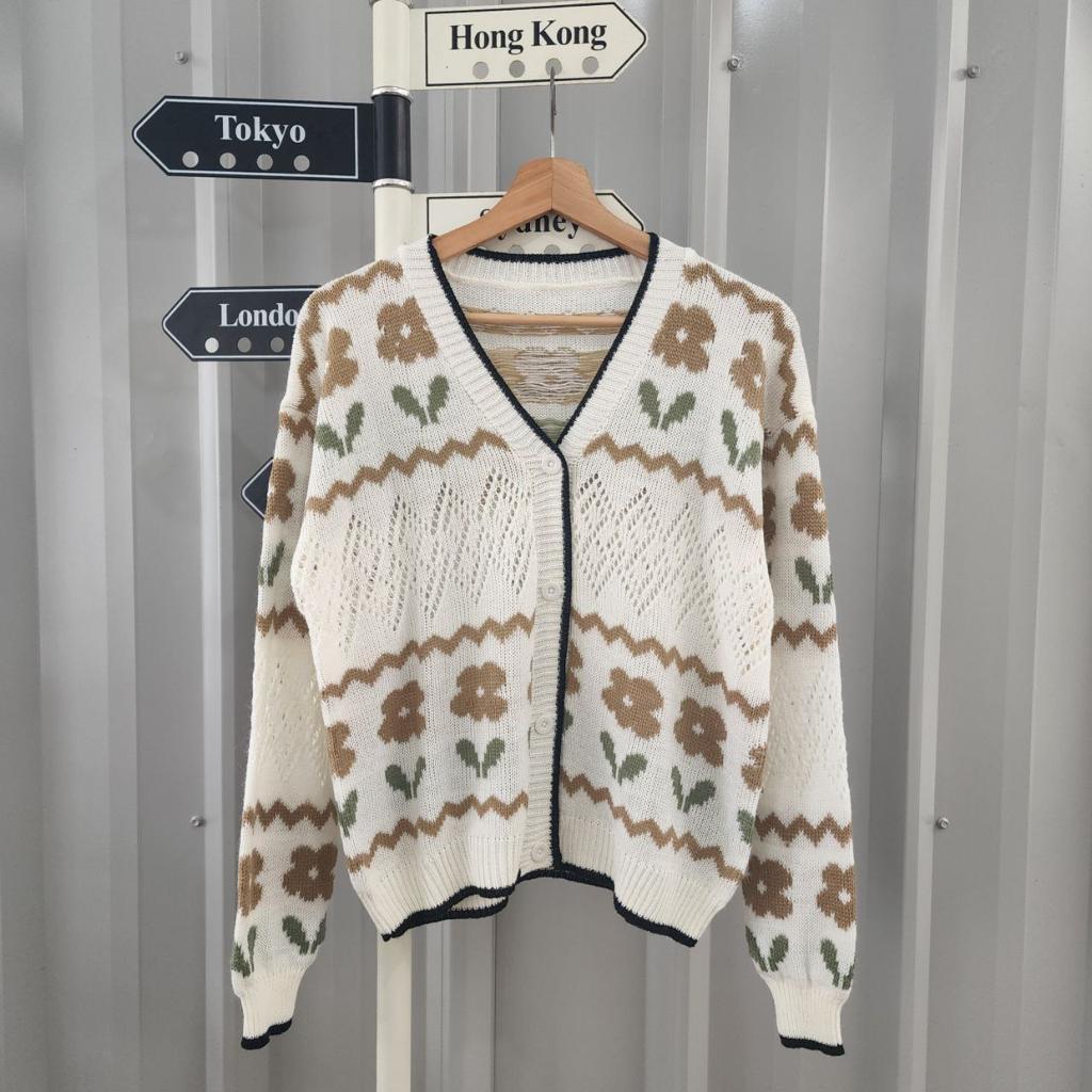 Jual KARDIGAN RAJUT WANITA MOTIF BUNGA - YURA FLOWER CARDY KNITE - OUTHER KOREAN STYLE | Shopee ...