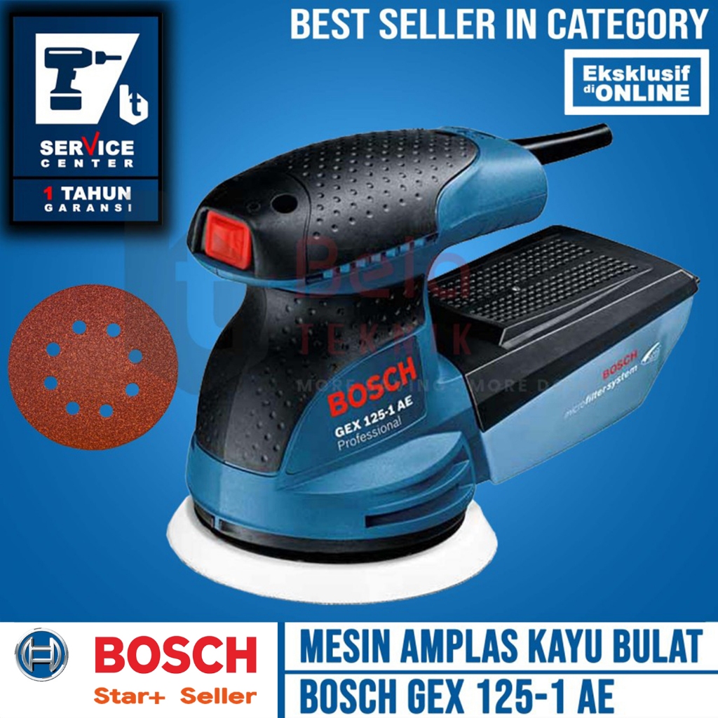 Jual Bosch Mesin Amplas Kayu Bulat GEX 125-1 AE Orbital Sander 5 Inch 250W | Shopee Indonesia