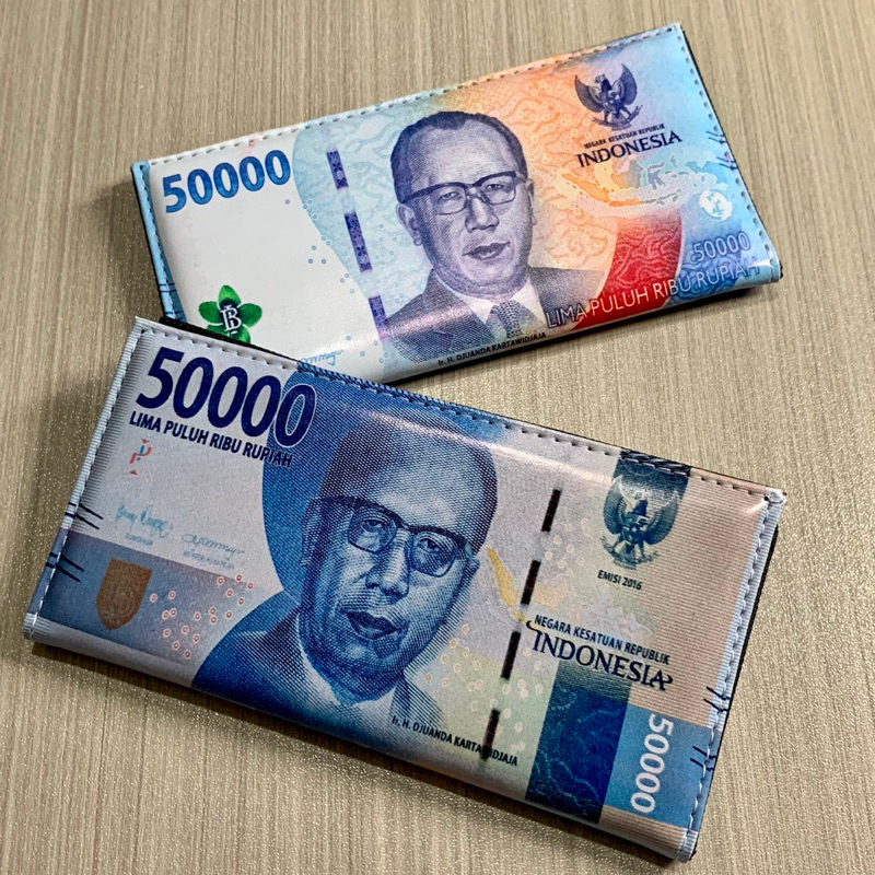 Jual Dompet gambar uang rupiah ukuran panjang, temapt uang unik dan ...