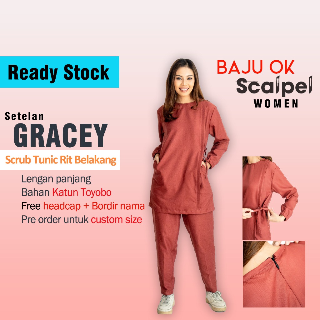 Jual [FREE BORDIR NAMA] Scrub Tunik Gracey Scrub medis tunik GRACEY ...