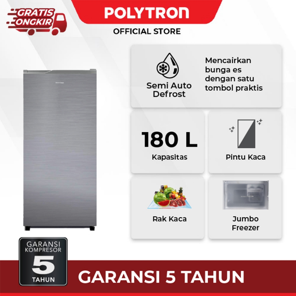 Jual POLYTRON Kulkas 1 Pintu Belleza 180 liter PRA 18ZS | Shopee Indonesia