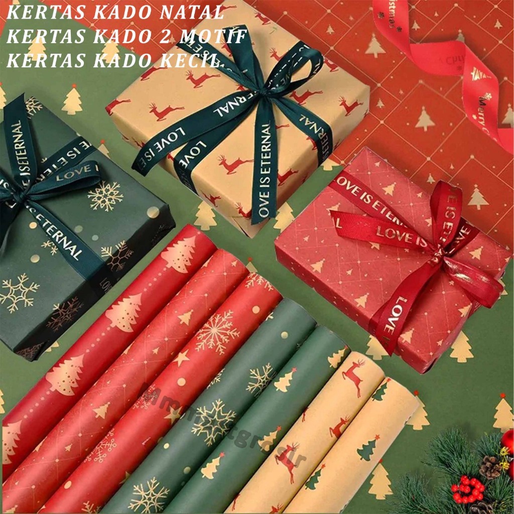 Jual Kertas Kado Natal / Kertas Kado 2 Motif / Kertas Kado Kecil ...