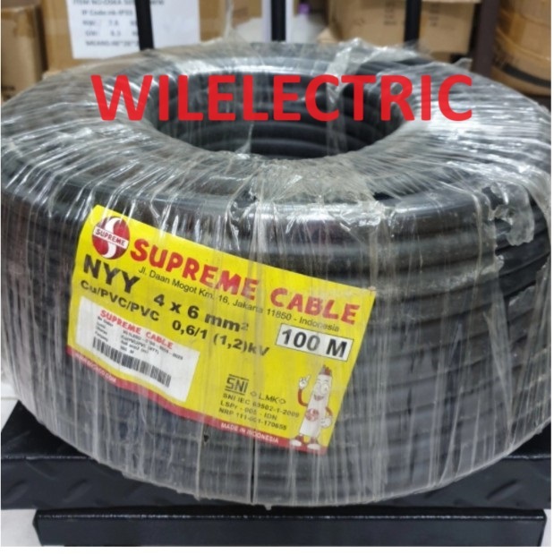 Jual Supreme Kabel Listrik Hitam Kawat NYY 4 X 6 MM / 4X6 MM 100 m rol ...