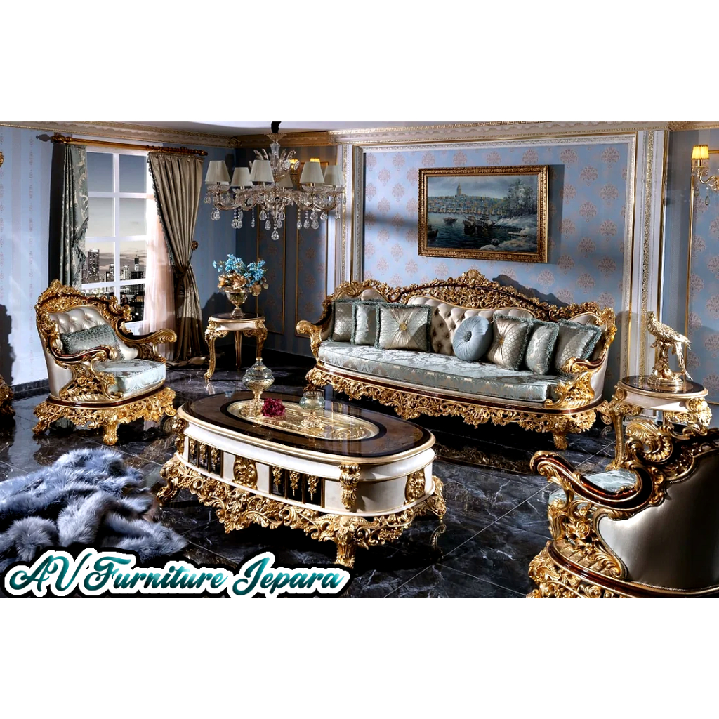 Jual Set sofa Ruang Tamu Mewah luxury kursi sofa sultan Model Clasik | Shopee Indonesia