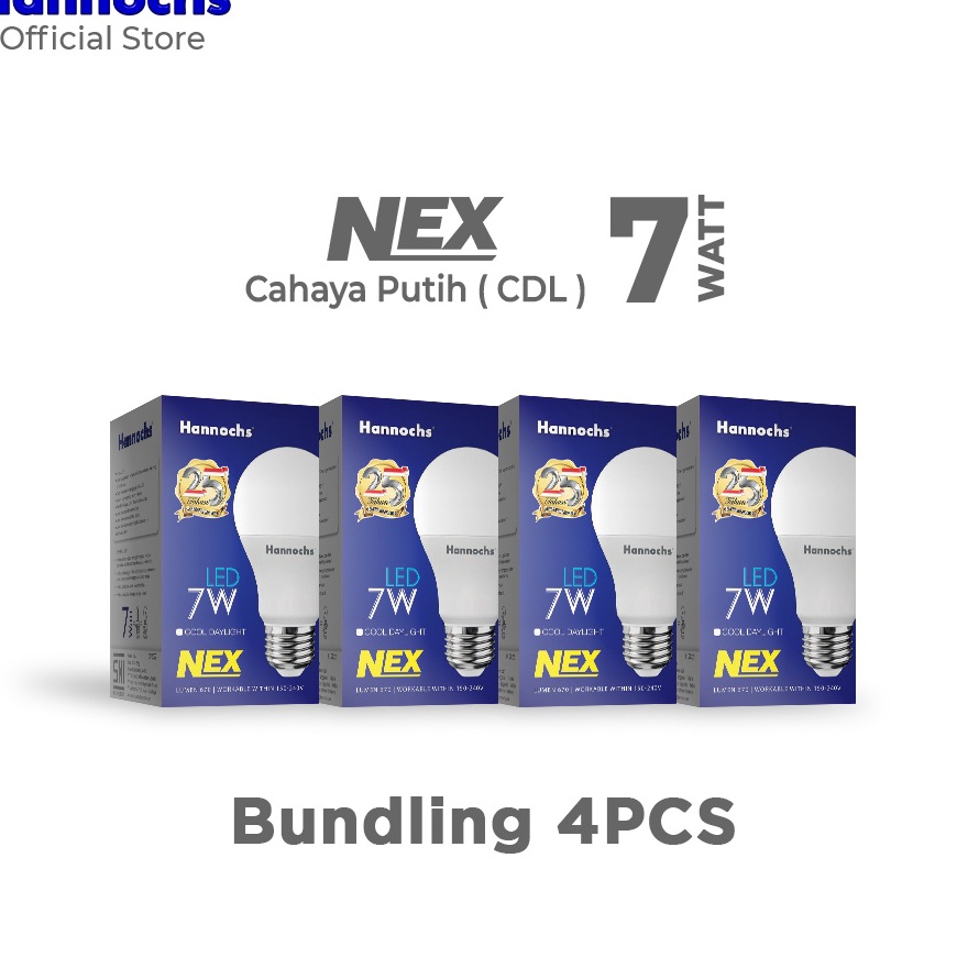 Jual KODE OHW834 Hannochs Lampu Bohlam LED NEX 7W Cahaya Putih Paket ...