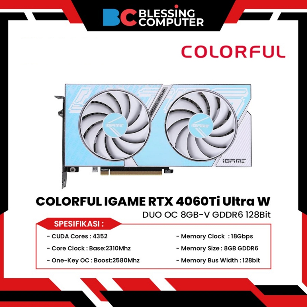 Jual VGA COLORFUL IGAME RTX 4060Ti Ultra W DUO OC 8GB-V GDDR6 128Bit | Shopee Indonesia