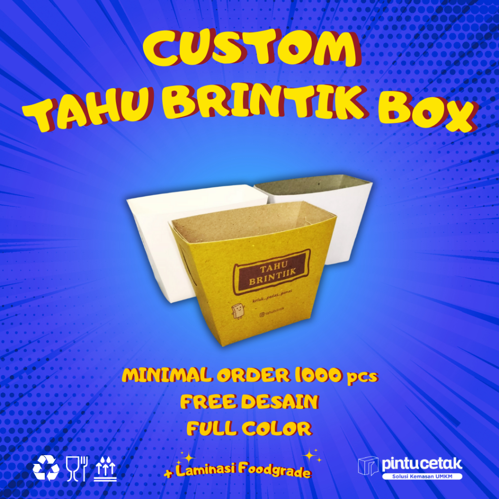 Jual CUSTOM DESIGN TAHU BOX Makanan Paper Kraft, MIN ORDER 1000 PCS ...